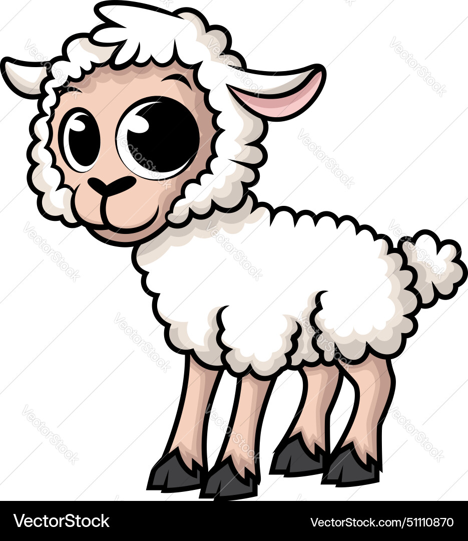 Adorable Baby Sheep Cartoon Royalty Free Vector Image