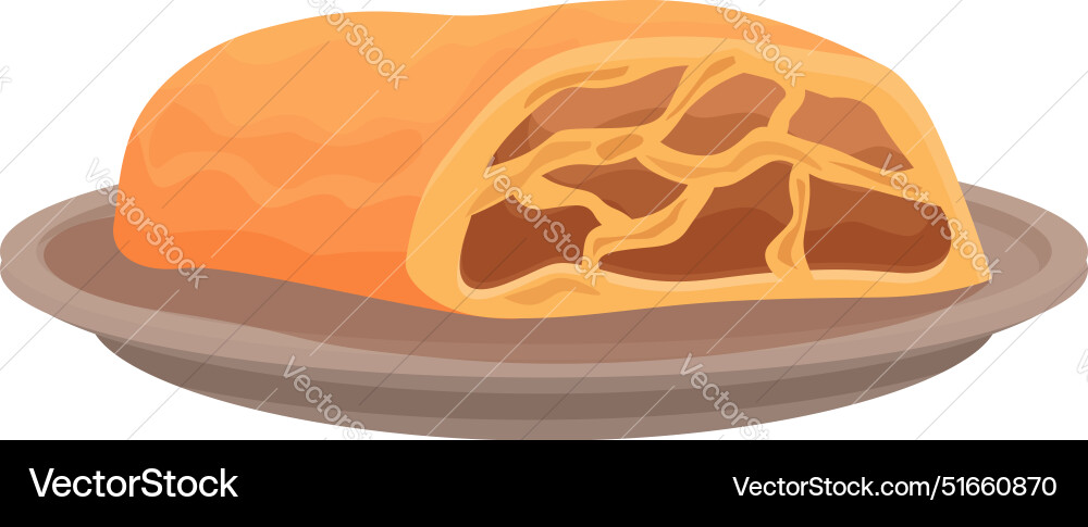 Apple strudel is lying on the plate and waiting Vector Image