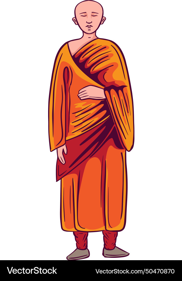 Buddhist monk standing Royalty Free Vector Image