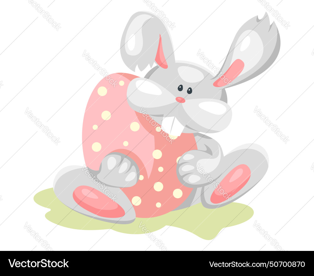 Cute easter bunny with an egg festive spring Vector Image