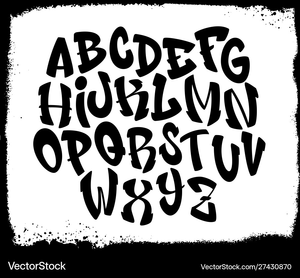 Handwritten graffiti font alphabet Royalty Free Vector Image
