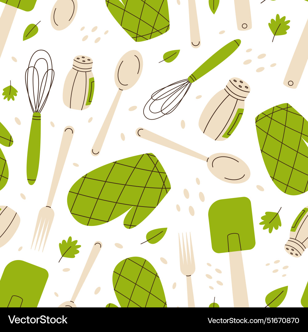 Kitchen tools seamless pattern Royalty Free Vector Image