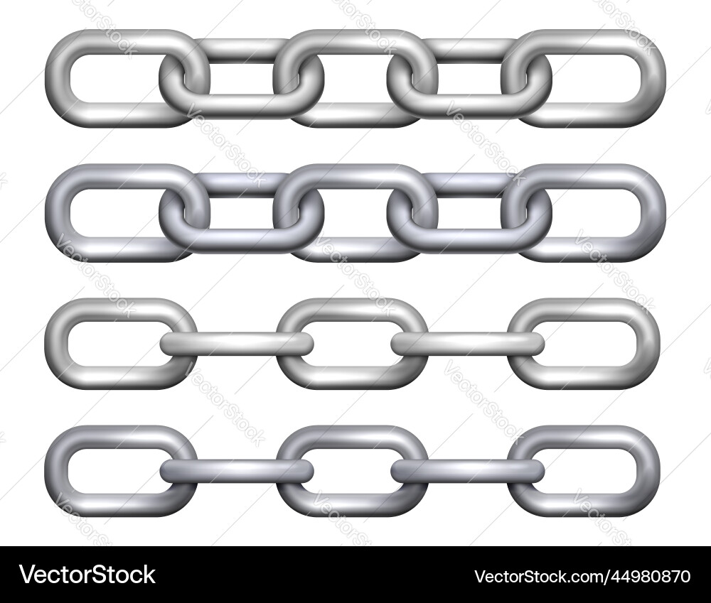 Realistic metal chain with silver links Royalty Free Vector