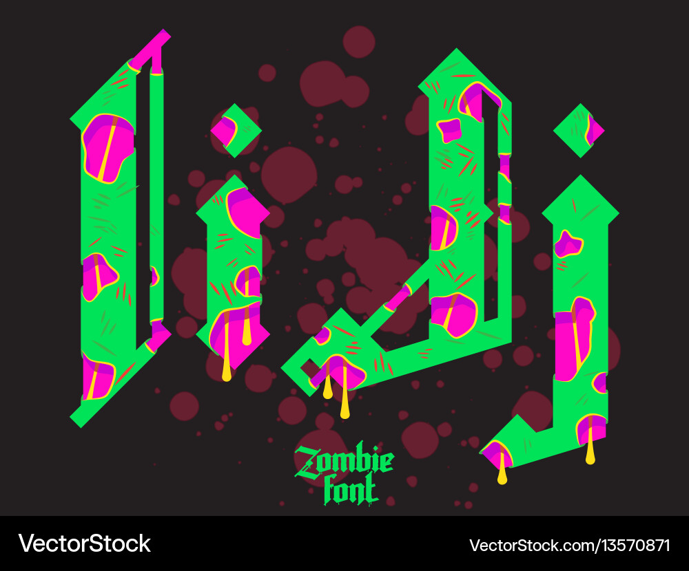 Acid zombie gothic font Royalty Free Vector Image