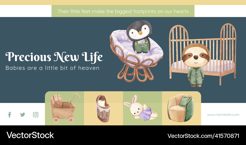 Billboard template with very peri boho nursery Vector Image