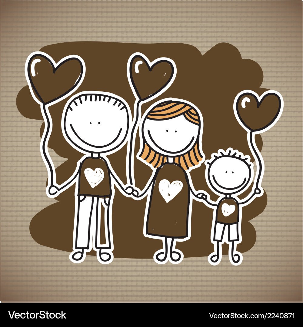 Family design over lineal background Royalty Free Vector