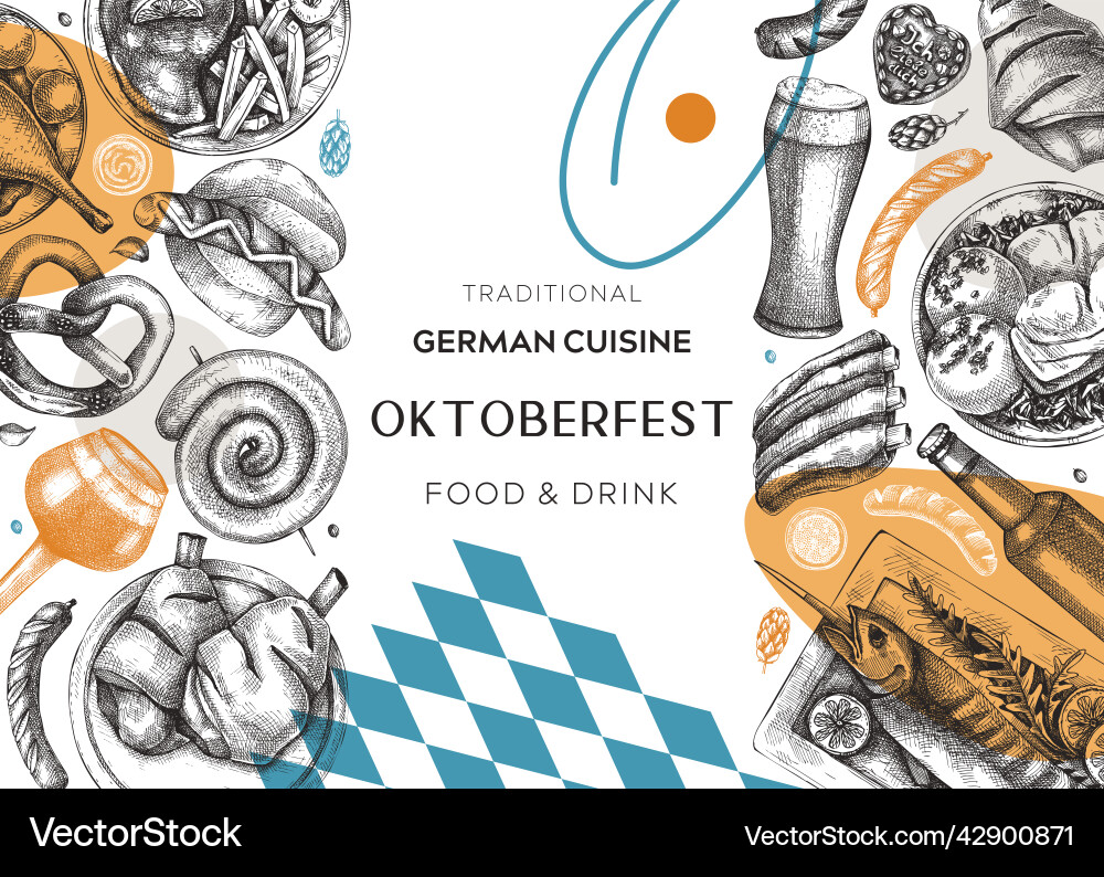 German food background in collage style Royalty Free Vector