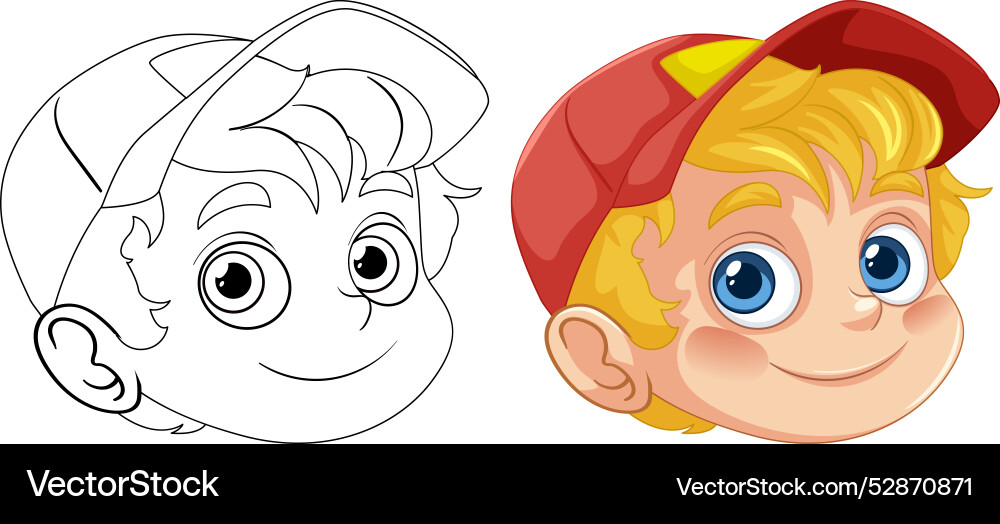 Happy boy wearing a red cap Royalty Free Vector Image