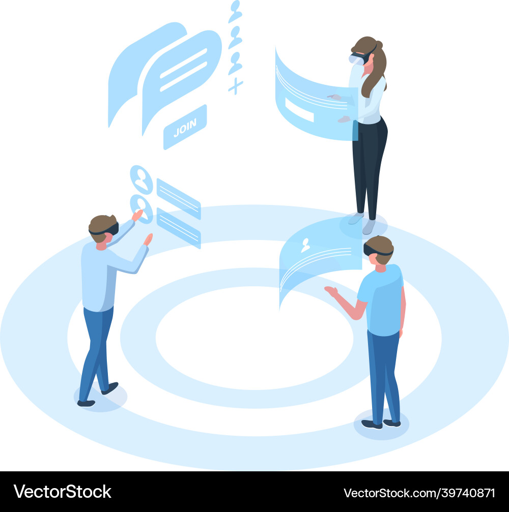 Isometric people virtual reality communication Vector Image
