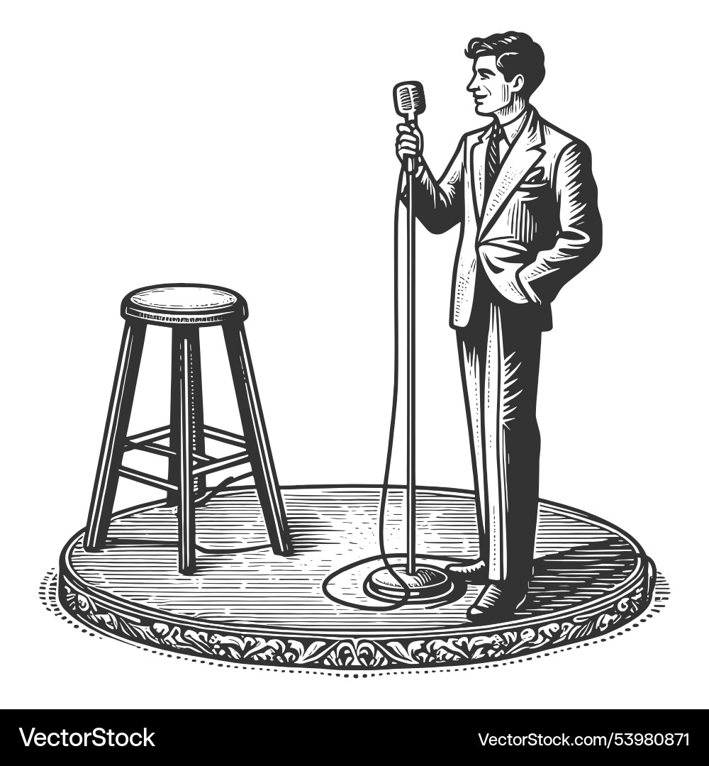 Stand-up comedian on stage Royalty Free Vector Image