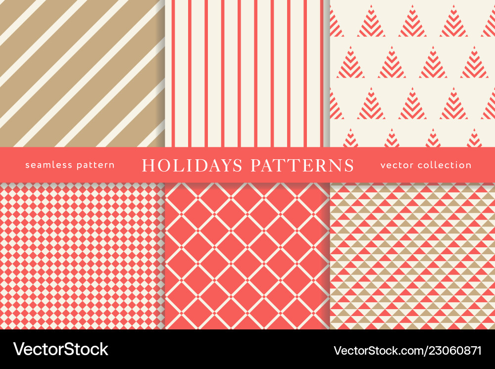 Winter holidays seamless patterns Royalty Free Vector Image