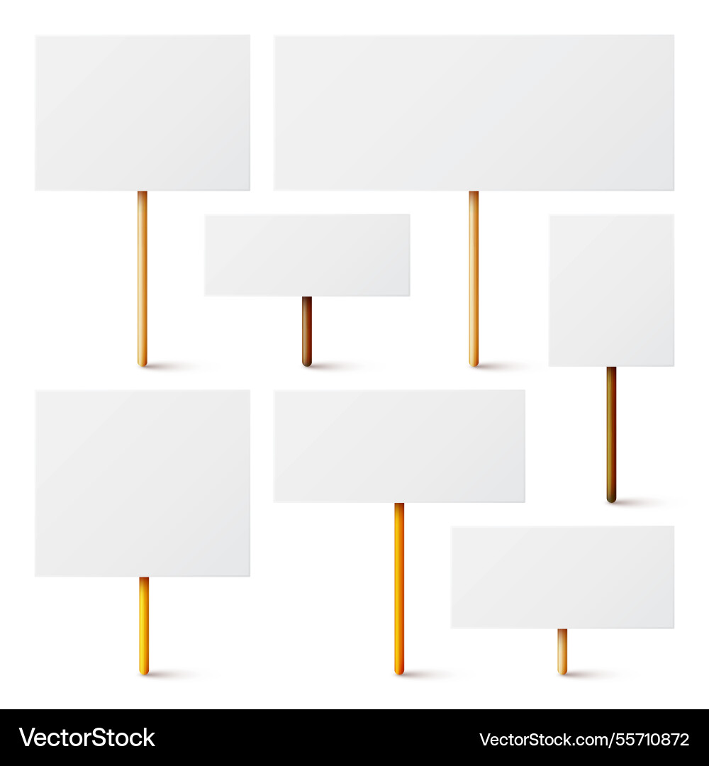 Blank white protest sign with wooden holder Vector Image