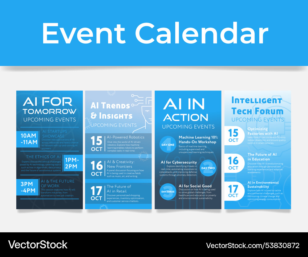 Calendar template for upcoming events Royalty Free Vector