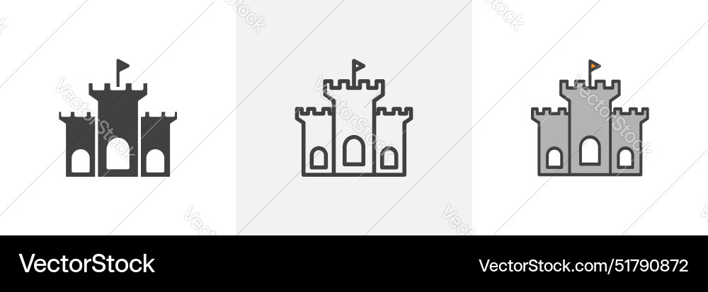 Castle line icon set Royalty Free Vector Image
