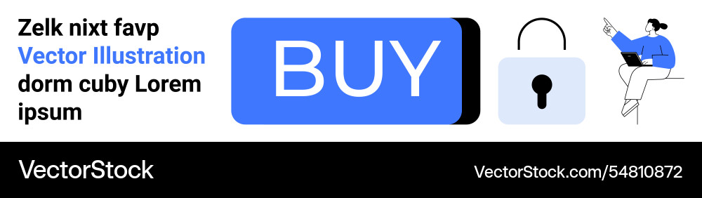 Digital purchase banner with buy button padlock Vector Image