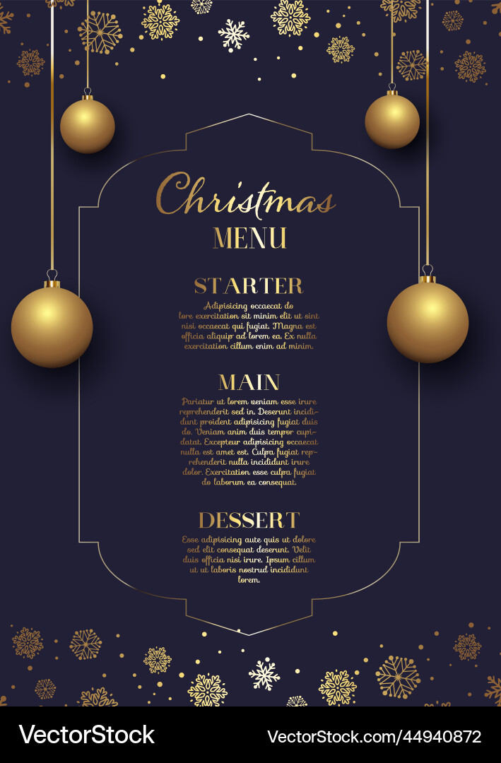 Elegant christmas menu design with hanging Vector Image