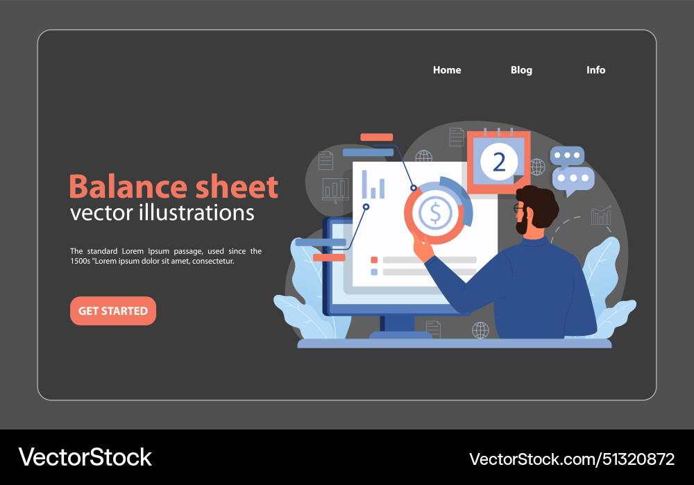 Financial expert analyzing a detailed balance Vector Image