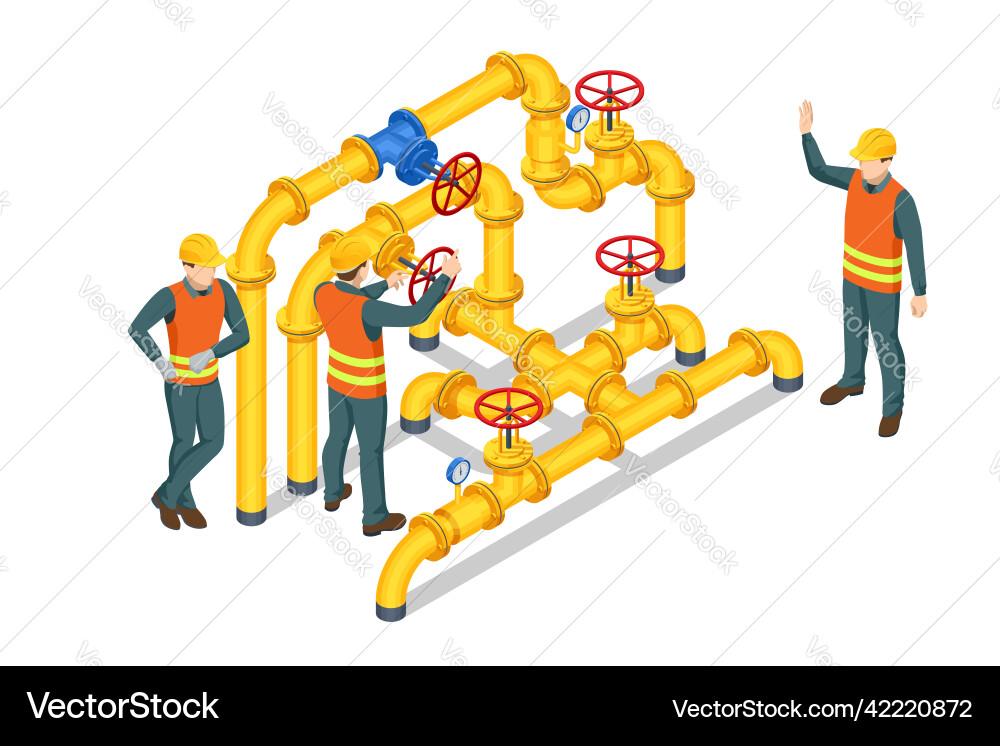 Isometric valves and piping communications stop Vector Image