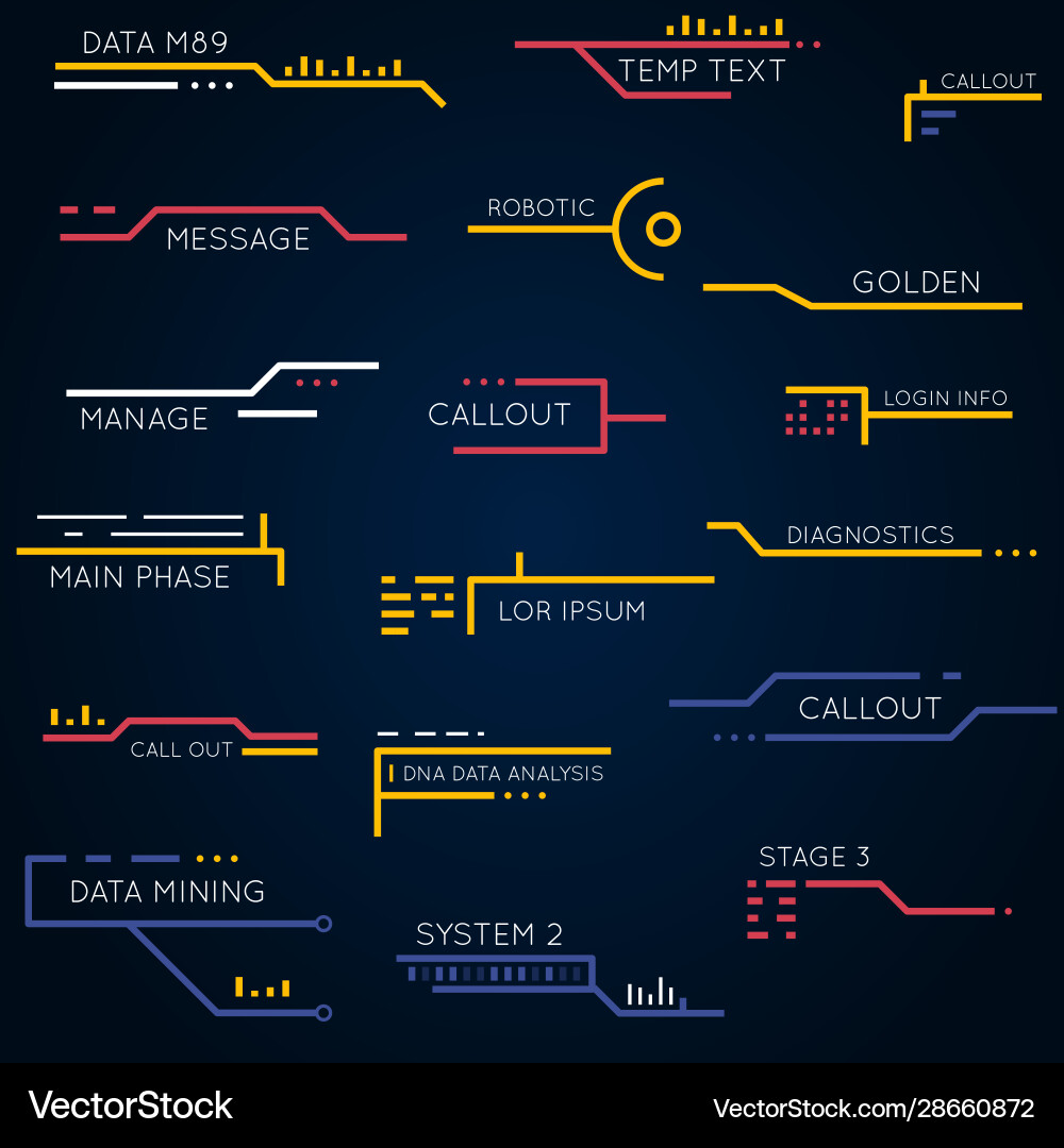 Line futuristic callouts Royalty Free Vector Image