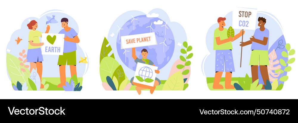 Stop polluting planet compositions Royalty Free Vector Image