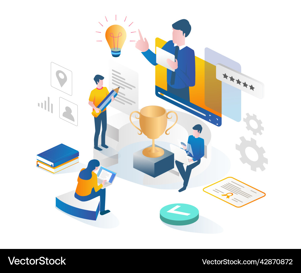 Students compete for trophies Royalty Free Vector Image