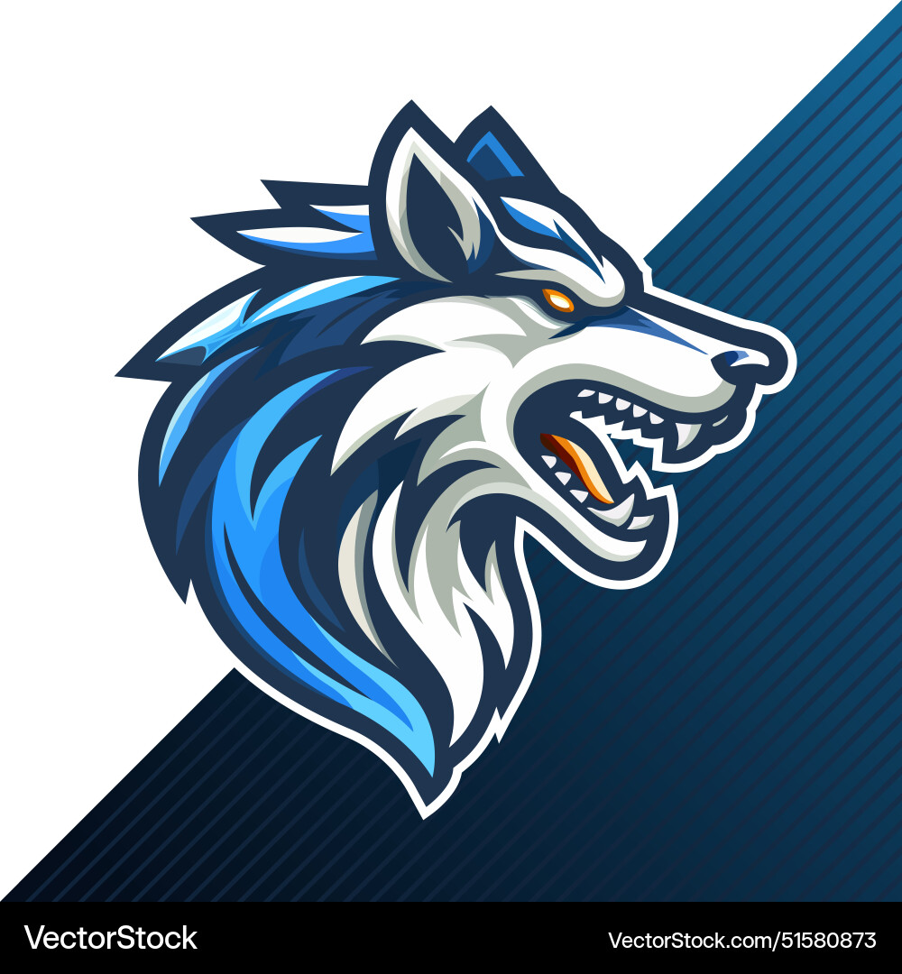 Angry wolf head stylish design Royalty Free Vector Image