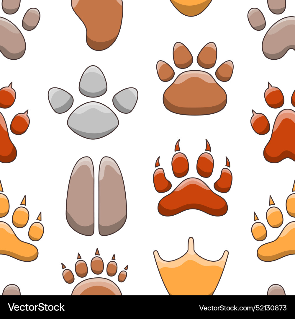 Animal paw print seamless pattern Royalty Free Vector Image