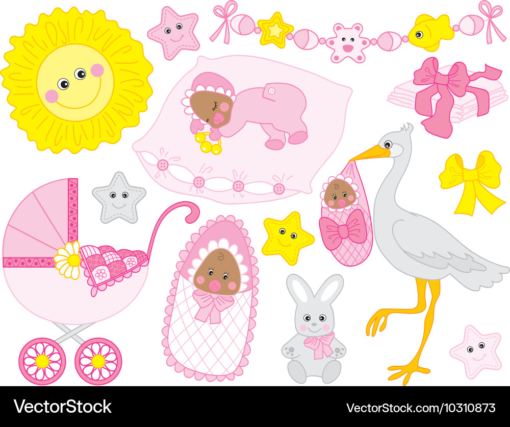 Baby girl set Royalty Free Vector Image - VectorStock