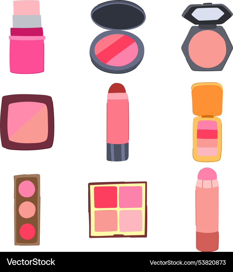 Blush Kompakter Set Cartoon Lizenzfreies Vektorbild