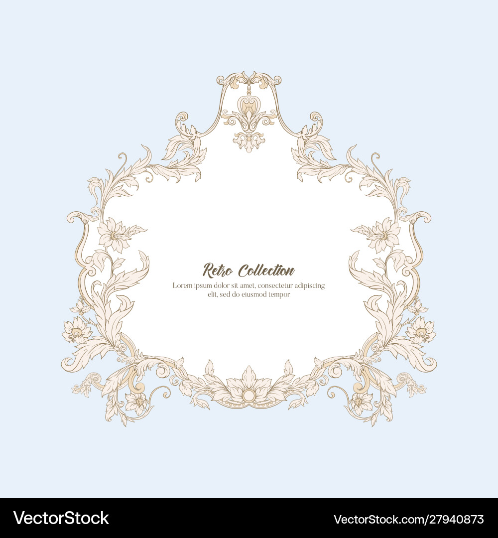Border frame label in baroque rococo Royalty Free Vector