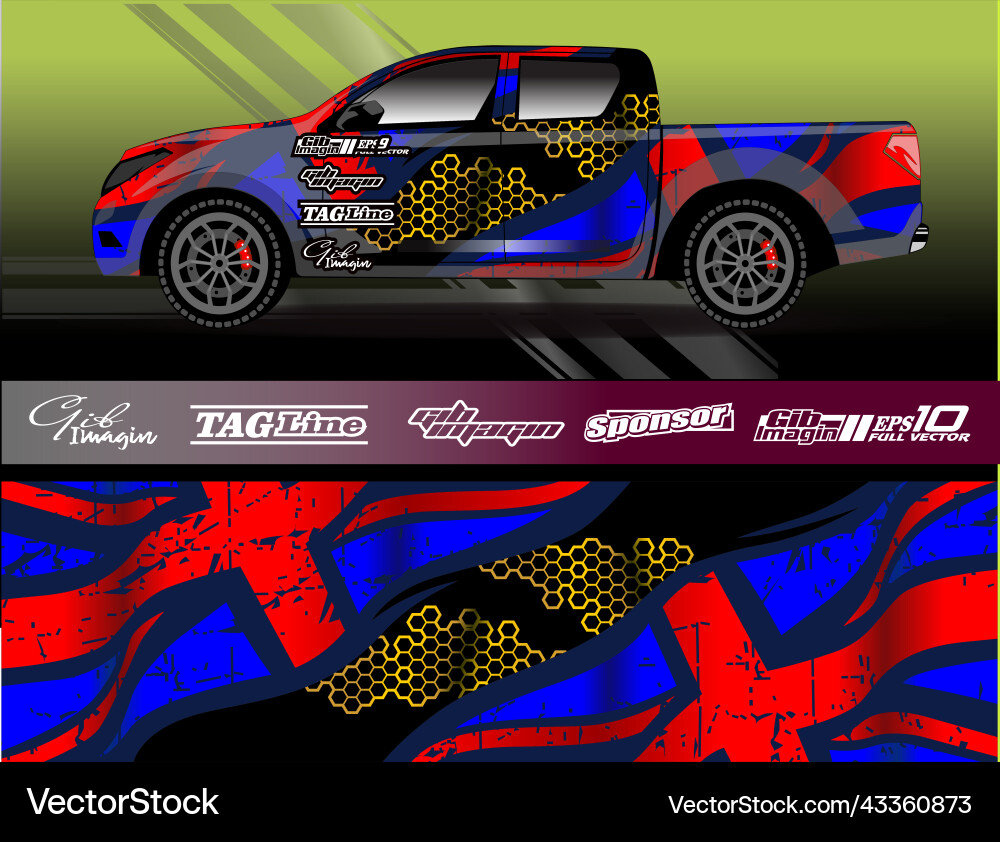 Car wrap graphic racing abstract background Vector Image