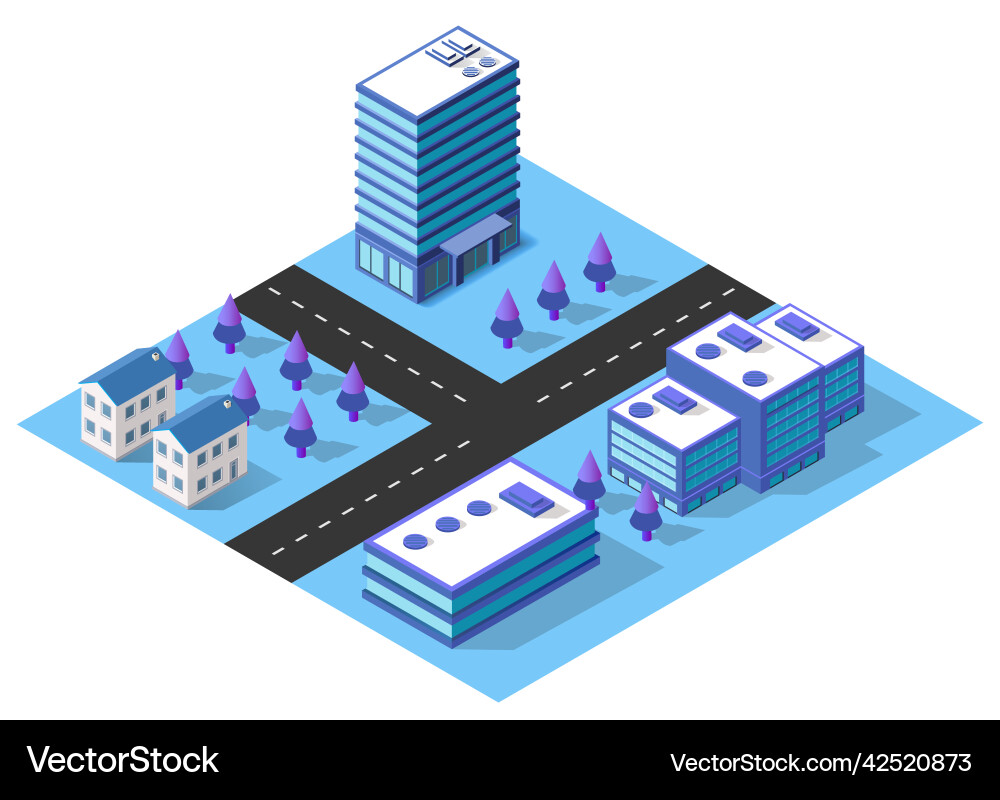 City urban area map isometric vehicles 3d Vector Image