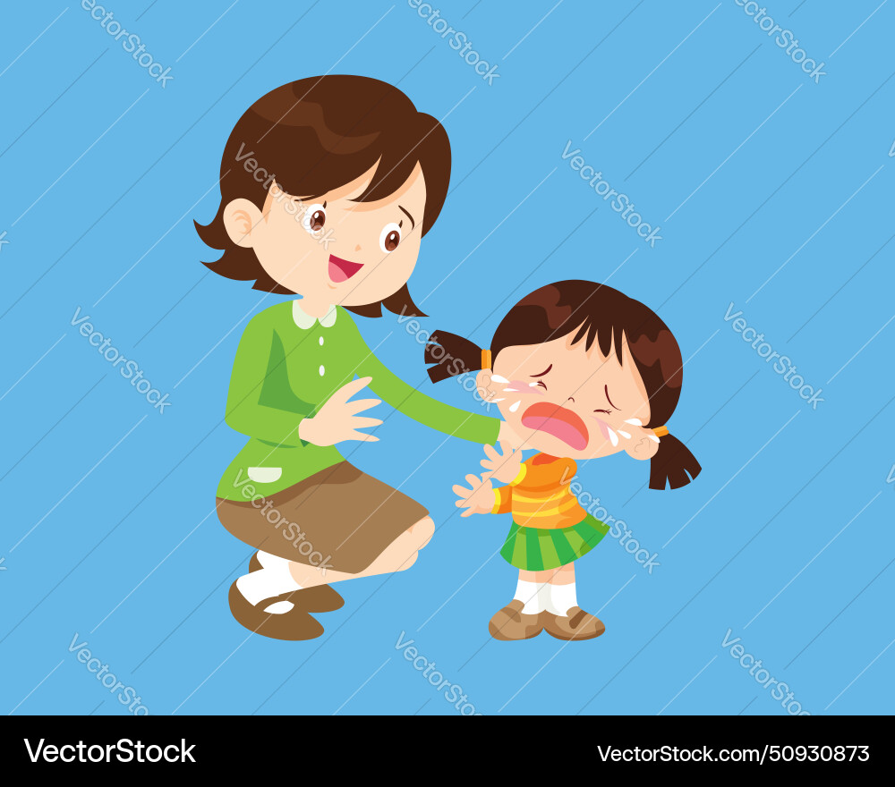 Comforting sad children with parent Royalty Free Vector