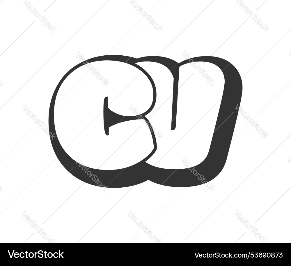 Cv logo bubble comic lettering rounded Royalty Free Vector