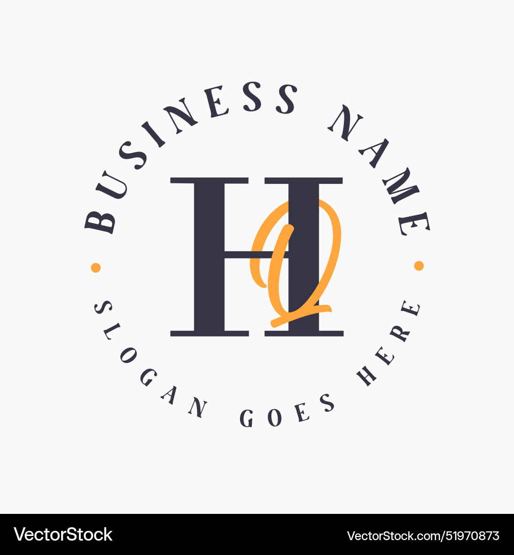 Elegant letter hq initials logo for corporate Vector Image