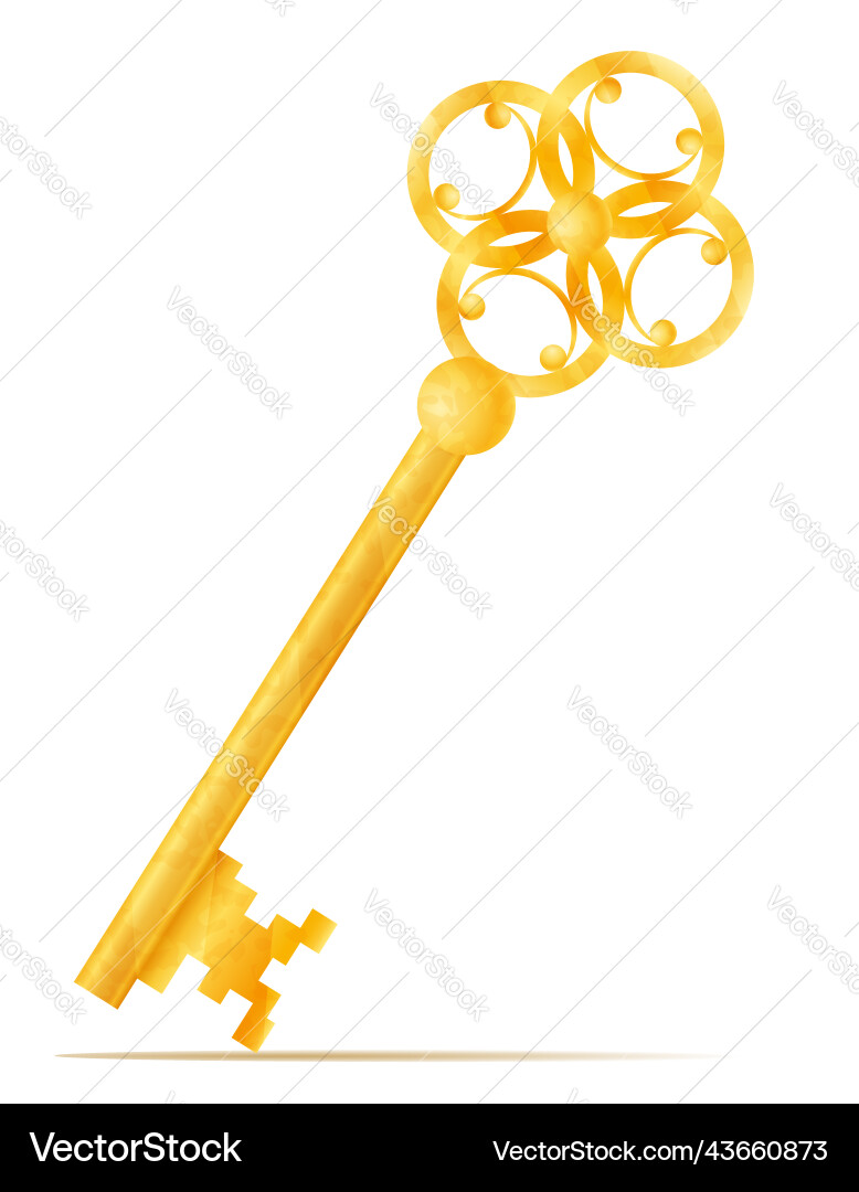 Golden vintage key stock Royalty Free Vector Image