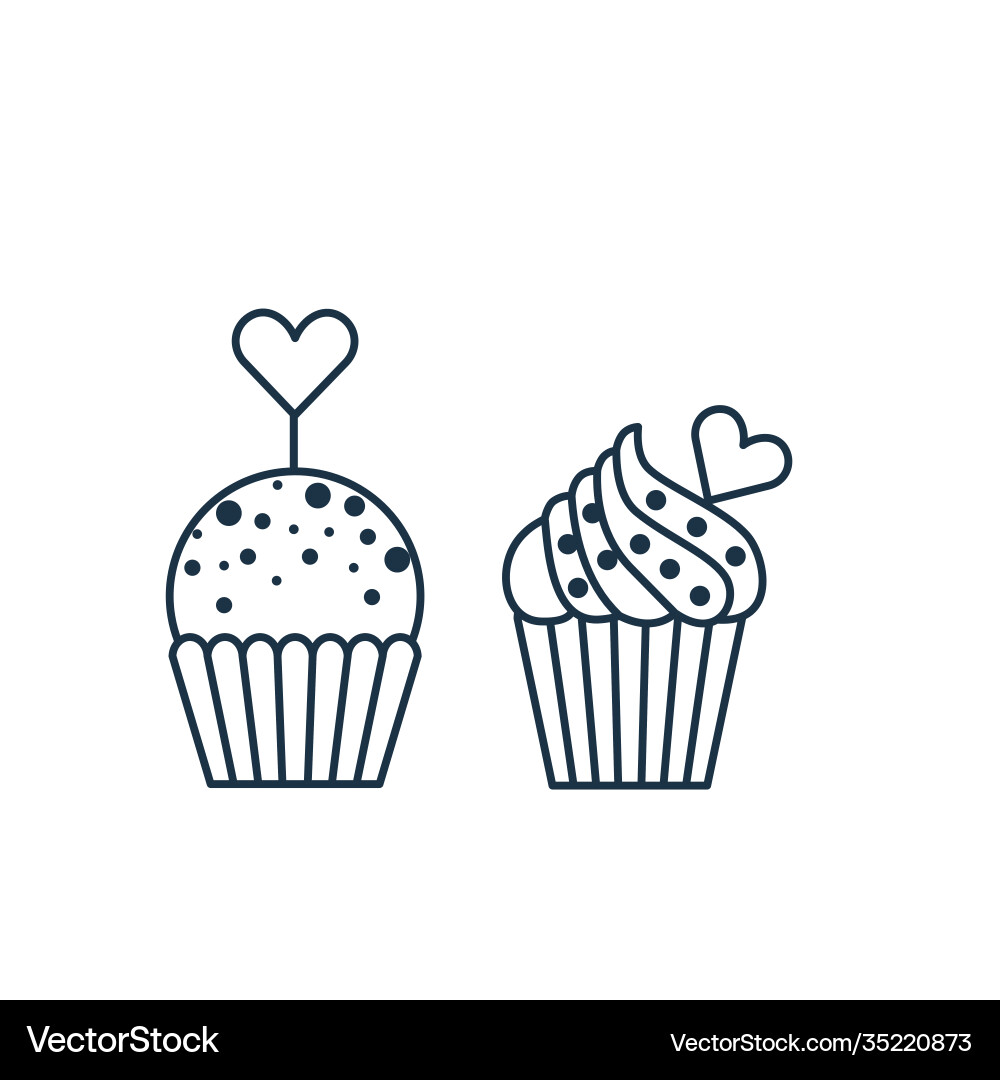 Love muffin icon in line art style Royalty Free Vector Image