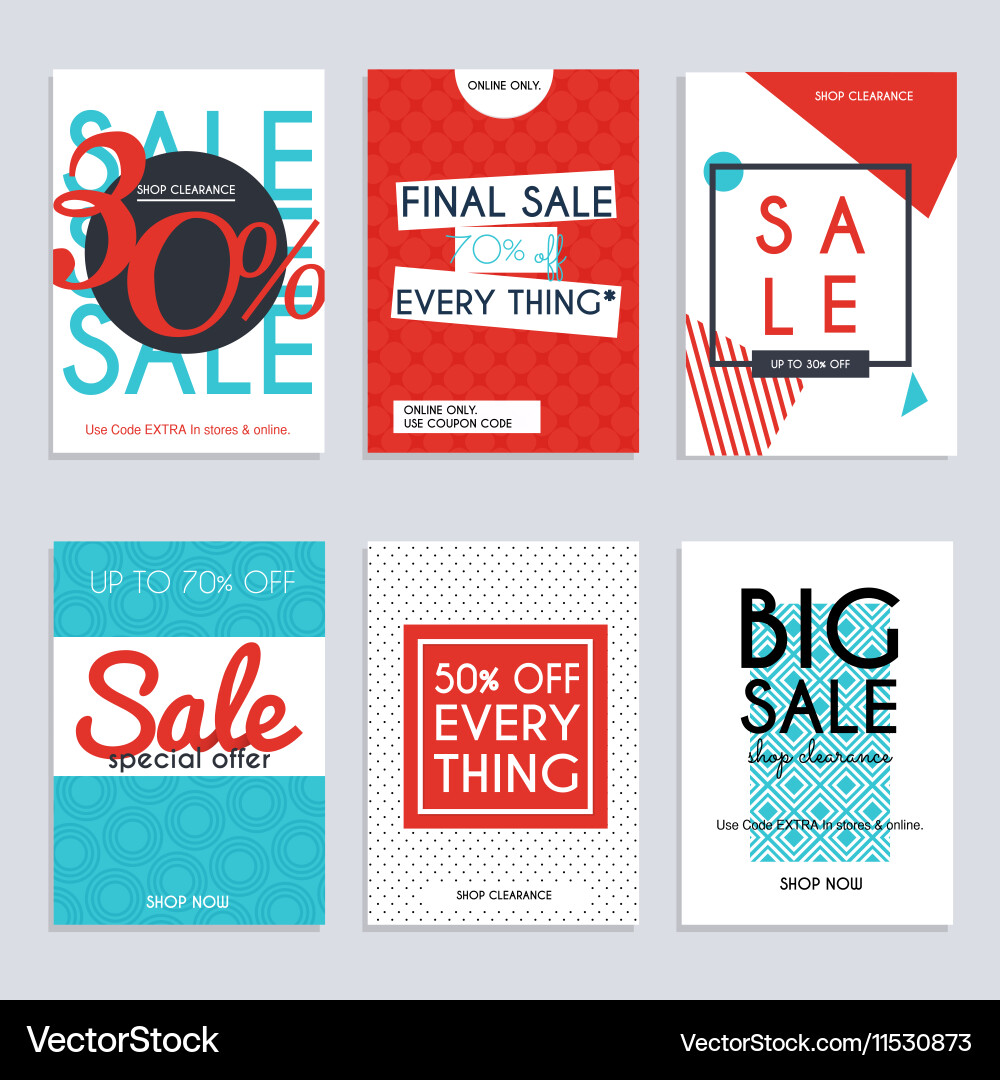 Set media banners with discount offer shopping Vector Image