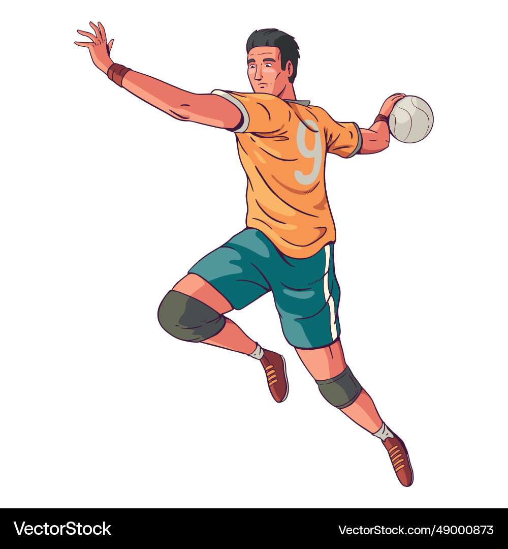 Side view handball player Royalty Free Vector Image