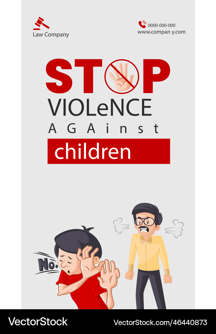 Stop violence against children portrait template Vector Image