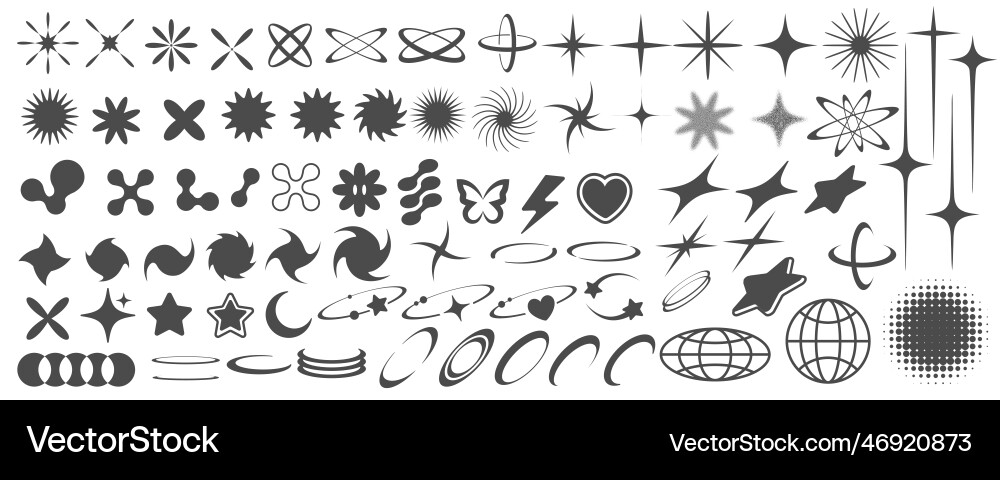 Y2k retro elements abstract shapes and symbols Vector Image