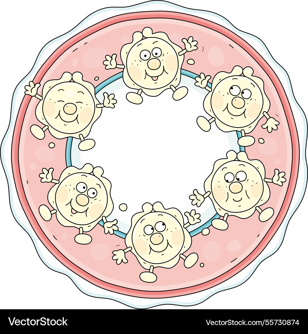 Cartoon meat dumplings dancing merrily in a plate Vector Image