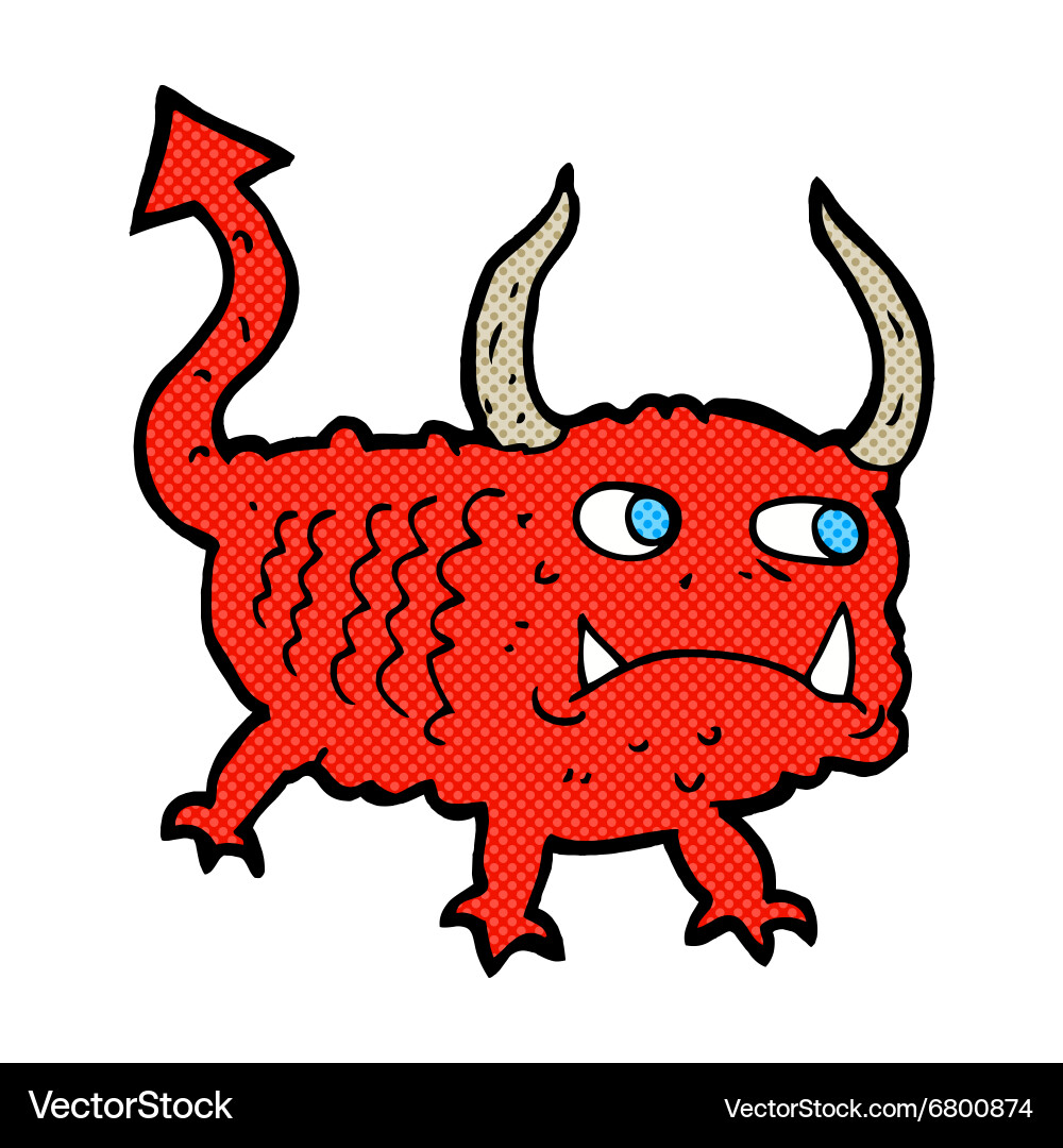 Comic cartoon little demon Royalty Free Vector Image