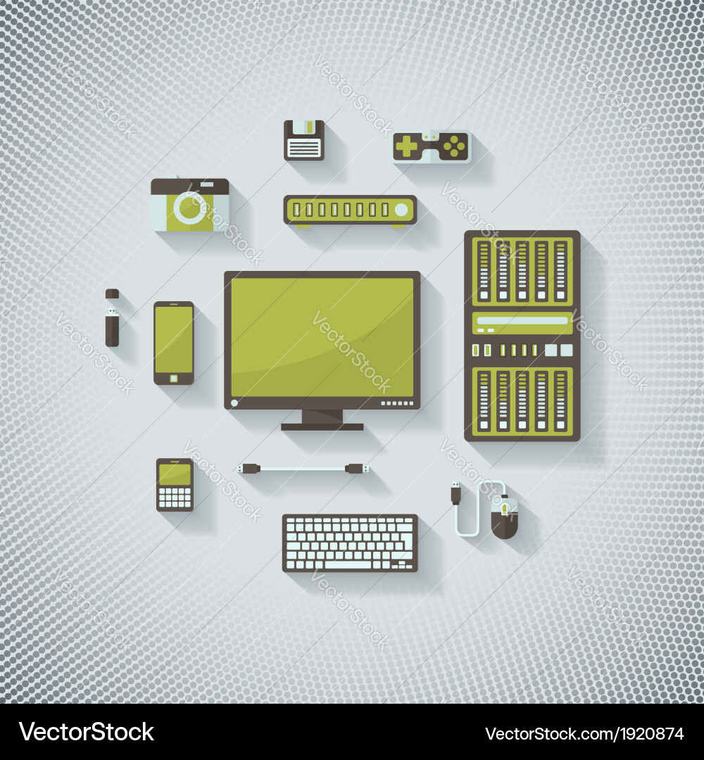 Devices in flat style Royalty Free Vector Image