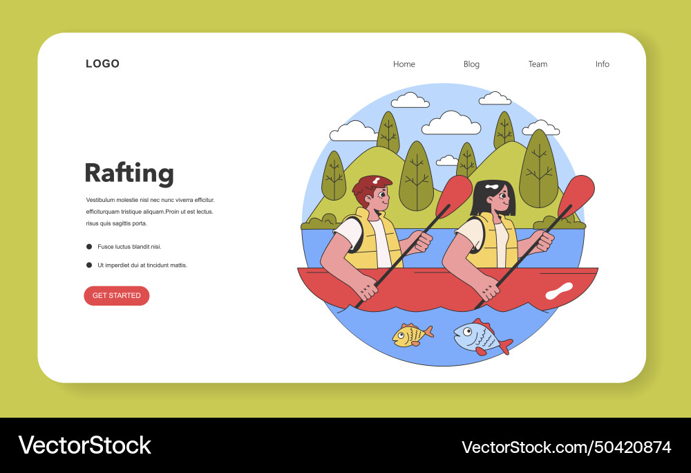 Dynamic river rafting flat Royalty Free Vector Image