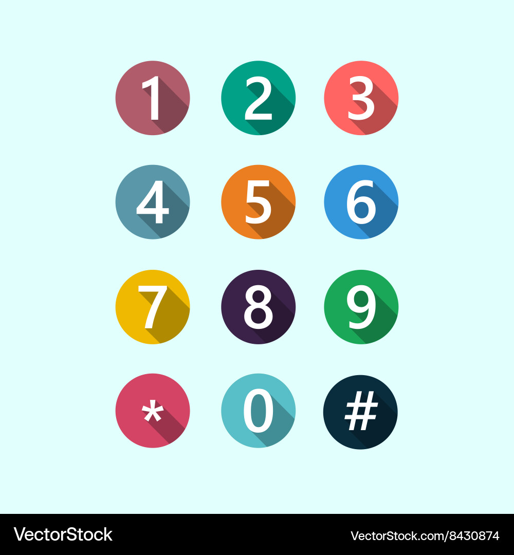 Flat numbers color Royalty Free Vector Image - VectorStock