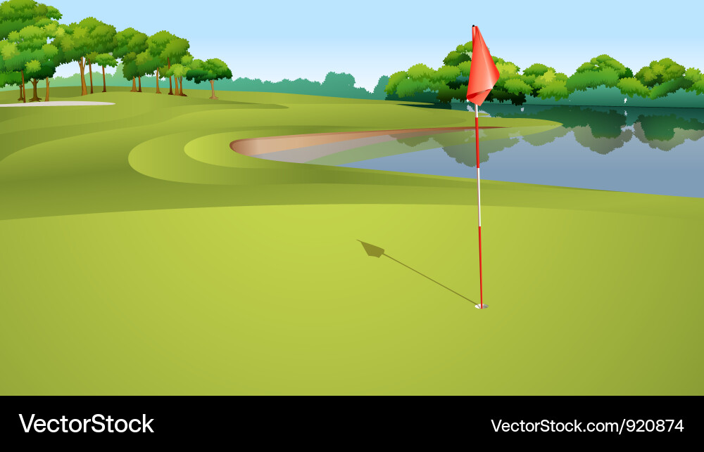 Green Golf Hole Landscape Royalty Free Vector Image