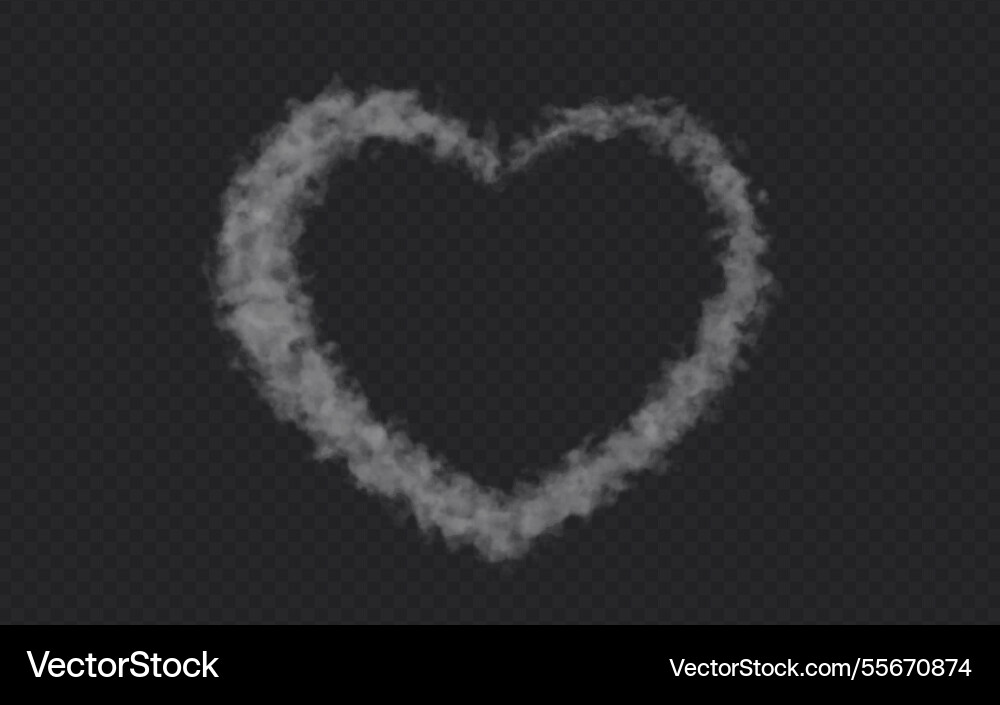 Heart shaped smoke effect on transparent dark Vector Image