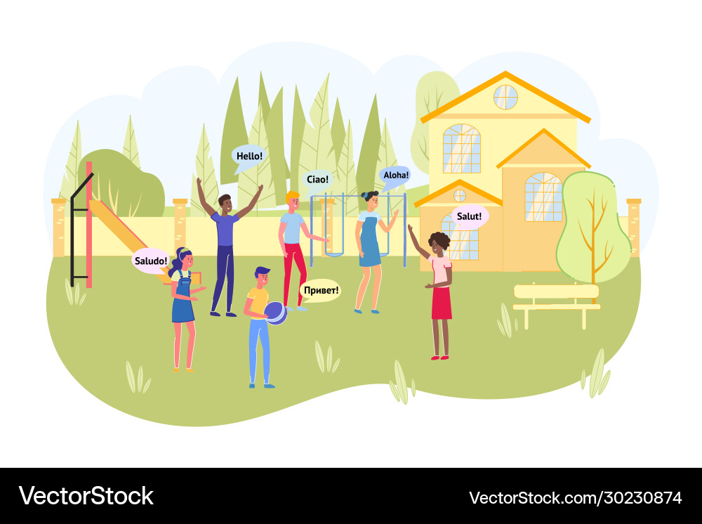 Kids summer camp with learning foreign languages Vector Image