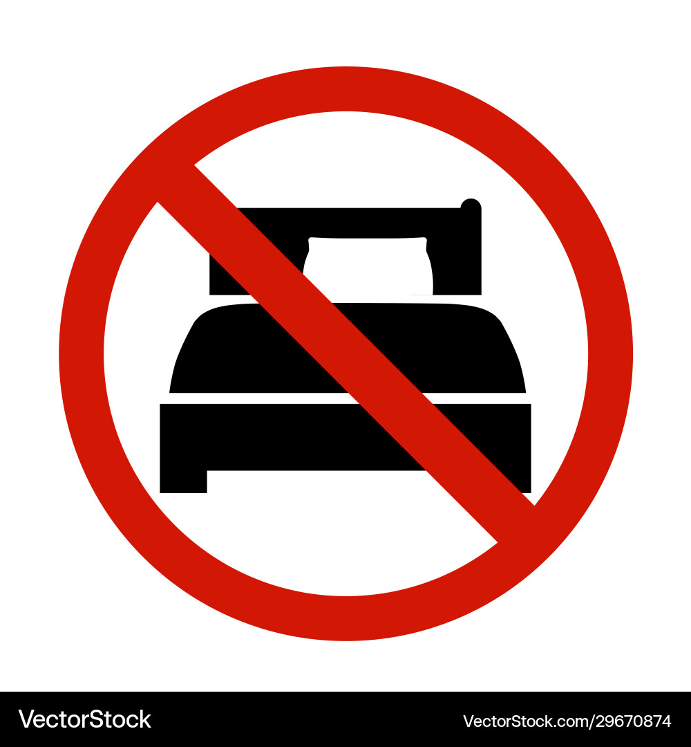 No sleep icon in flat style bed symbol Royalty Free Vector